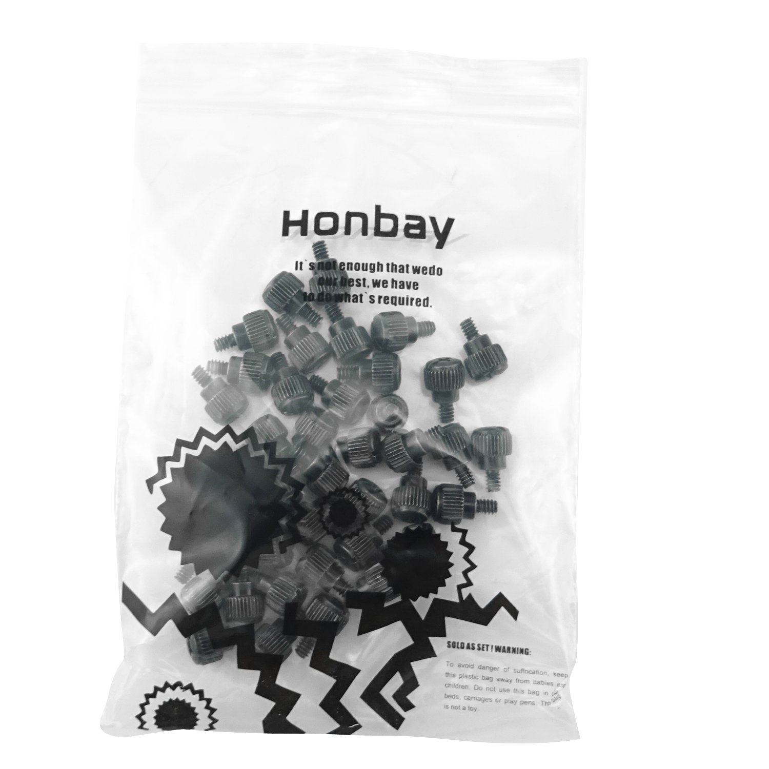 Honbay 50PCS 6#-32x5 M3.5 PC Computer Case Thumbscrews Thumb Screws Black zinc (50)