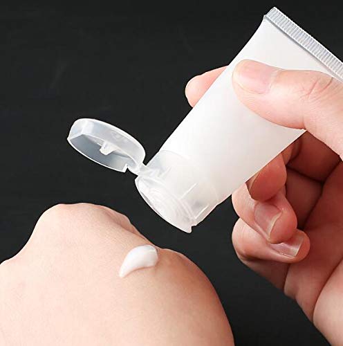 ericotry 24Pcs 30ml (1oz) Empty Translucent Plastic Cosmetic Lotion Tubes Bottles Shampoo Facial Cleaning Bottles Makeup Sample Soft Container Tube Bottle Vial Jar Pot Case with Flip Lid