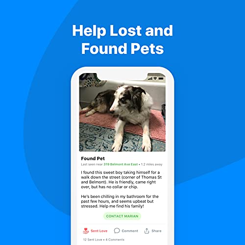 Pawscout Smarter Pet Tag (Version 2.5) for Cats & Dogs, Nearby Bluetooth Pet Tracking (not GPS), Community Pet Finder, Walk Diary, Outdoor Virtual Pet Leashes, Digital Medical Profiles
