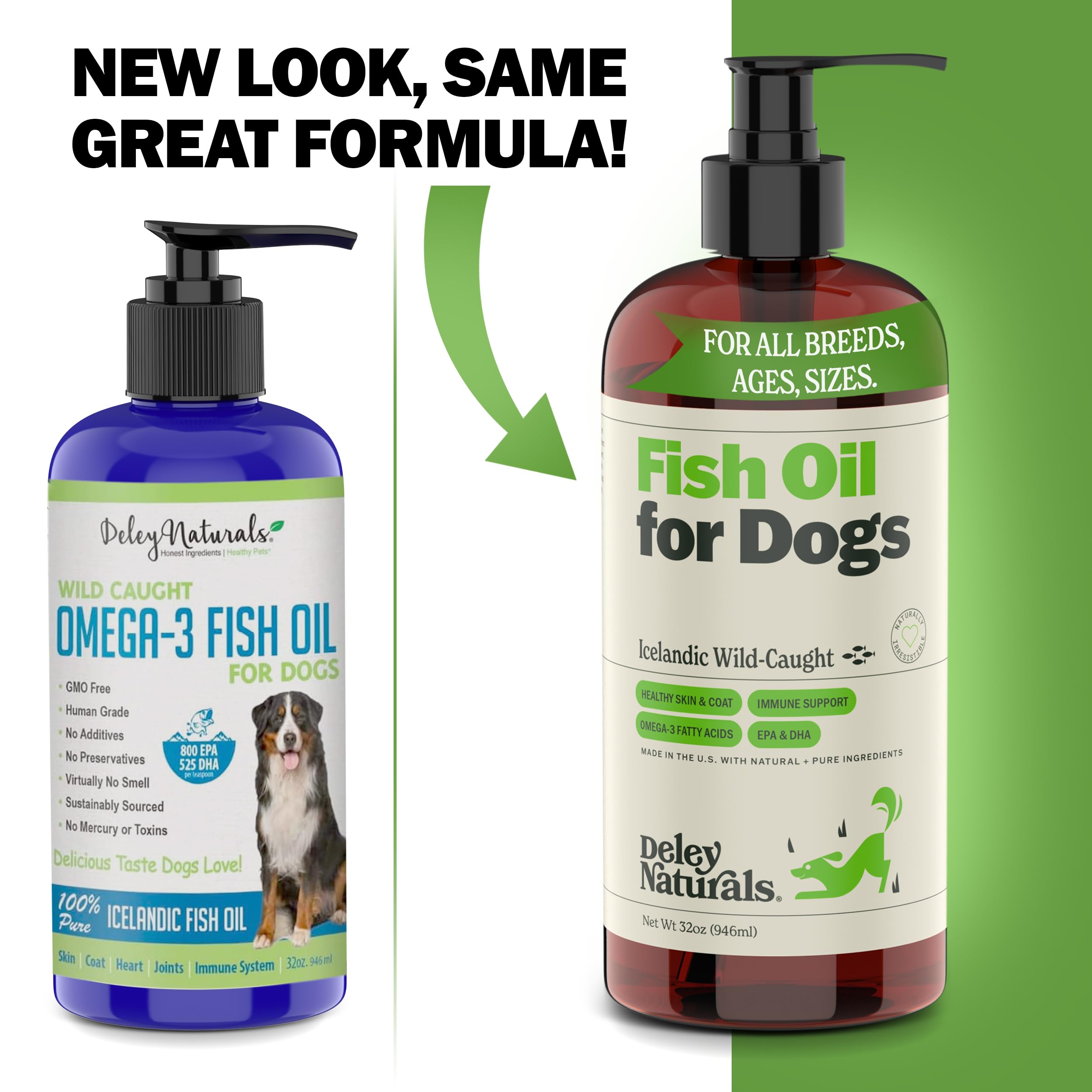 Deley Naturals Probiotics (120 Chews) + Wild Caught Fish Oil (32 oz) for Dogs - Omega 3-6-9, GMO Free - Made in USA