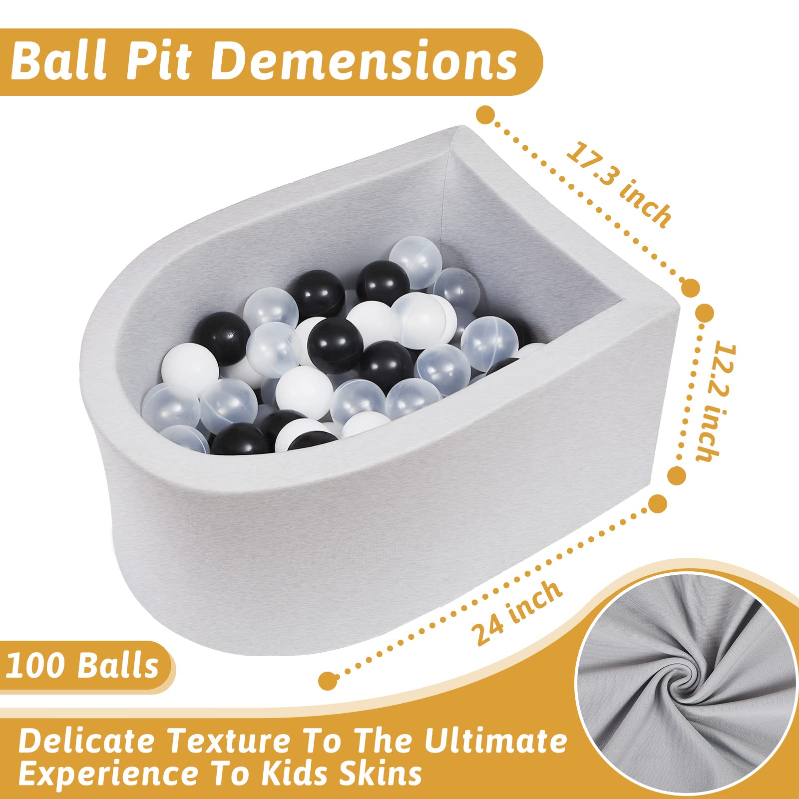 6 Pcs Safe Soft Foam Play Set Includes Single-Tunnel Foam Climber and Memory Foam Ball Pool for Toddlers Kids Children Indoor Active Climbing Crawling and Playing, 2.76 inch 100 Balls Included(Grey)