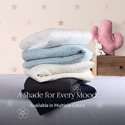 California Design Den 100% Cotton Hand-Quilted Crib Size Quilt for Toddlers, Pure Cotton Fabric & Fill, Pre-Softend Pure White Baby Blanket, Diamond Pattern (White)