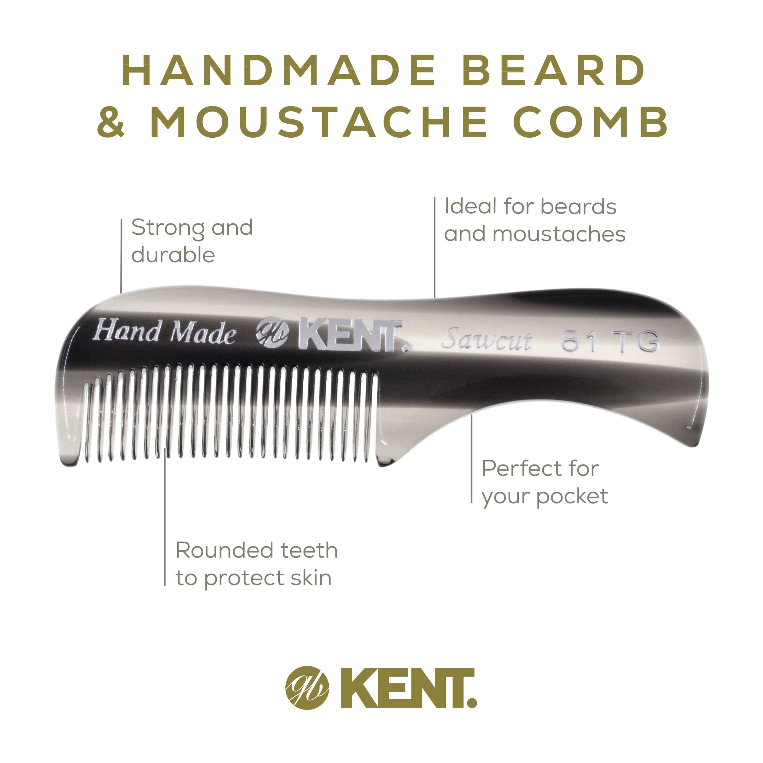 Kent Folding Beard and Mustache Comb Set - Mini Combs for Men's Grooming, Travel, and Handmade Care