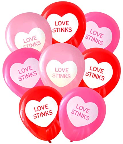Love Stinks Latex Balloons (16 pcs) | Anti-Valentine's Day | by Nerdy Words (Red & Pinks)