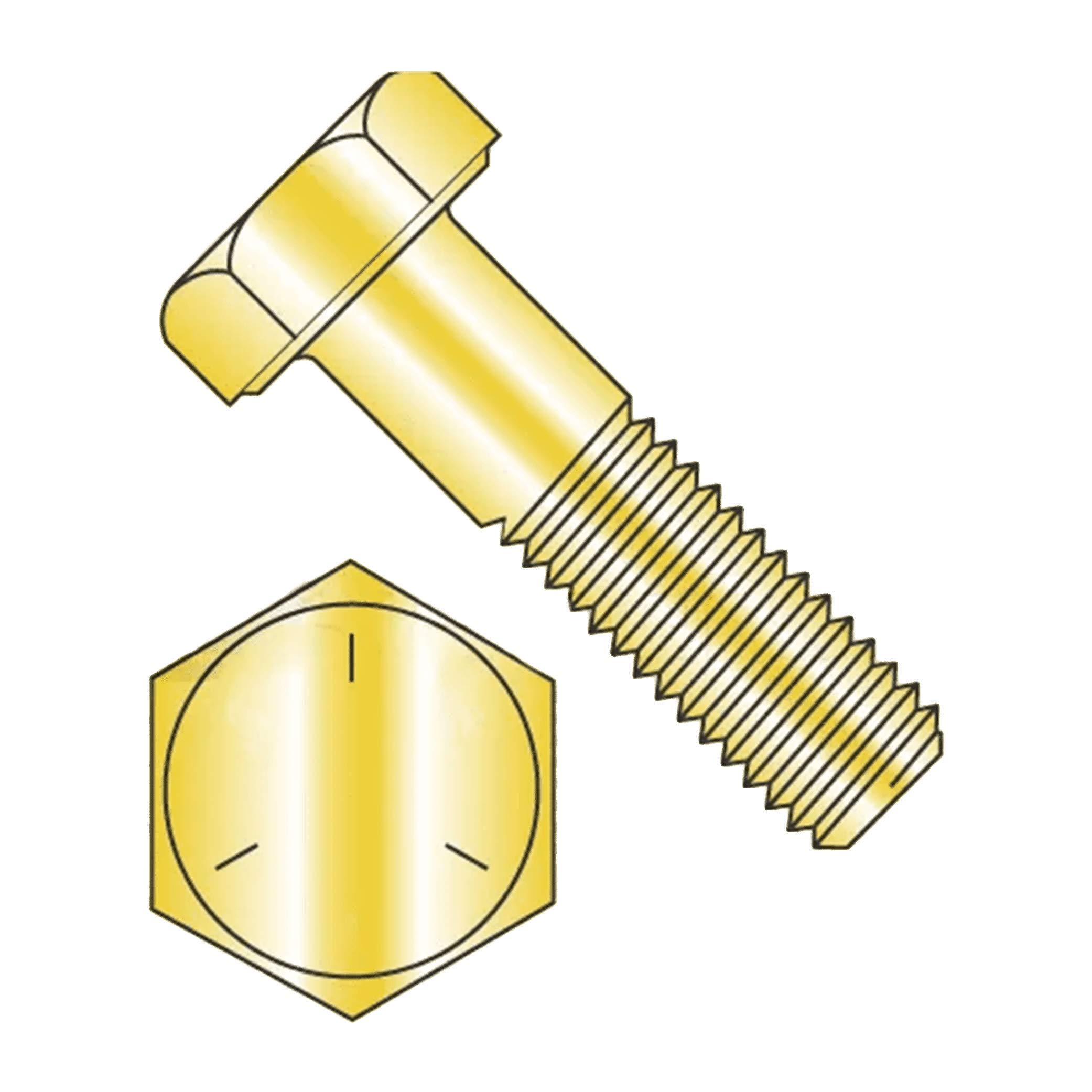 Newport Fasteners Hex Bolts, Grade 5 Yellow Zinc, 1/2"-20 x 1 (Quantity: 50 pcs) Fully Threaded UNF Thread (Thread Size: 1/2") x (Length: 1")