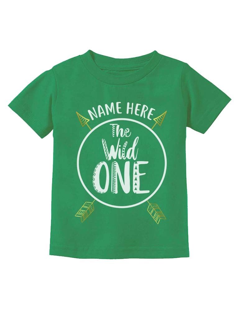 Personalized Wild One Birthday Outfit Boy Girl 1 Year Old Infant Kids T-Shirt 12M Green