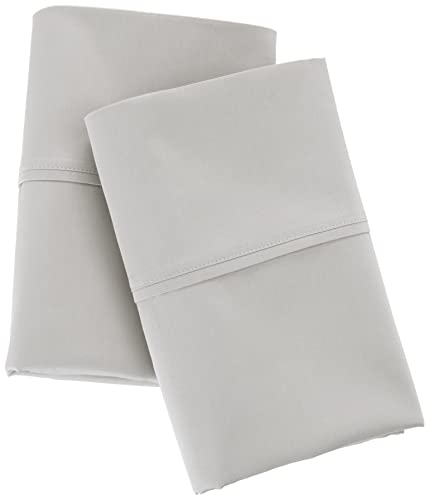 Amazon Aware 100% Organic Cotton 300 Thread Count Pillowcase Set, Light Gray, Standard, 2 Pack, 32" x 20"