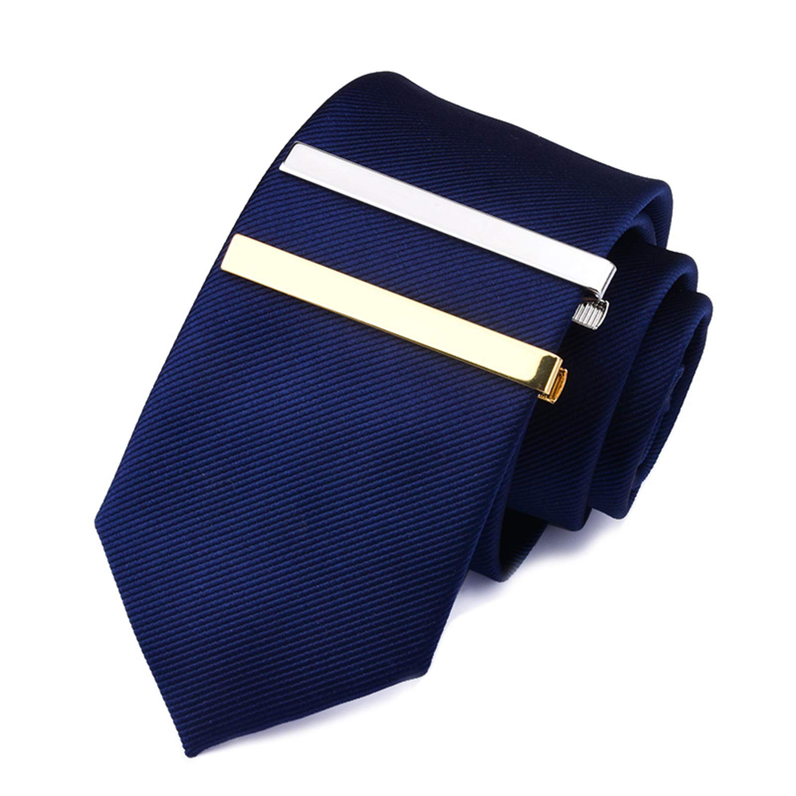 6 PCS Tie Clips for Men, Black Gold Sliver Tie Bar Clip Set for Regular Ties for Wedding Anniversary Business and Best Gift