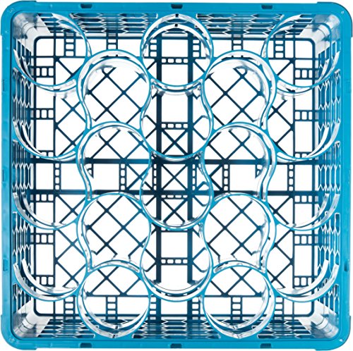 Carlisle FoodService Products RW20-214 OptiClean NeWave Polypropylene 20-Compartment Glass Rack with 3 Extender, 19-3/4" Length x 19-3/4" Width x 8.72" Height, Blue (Case of 2)
