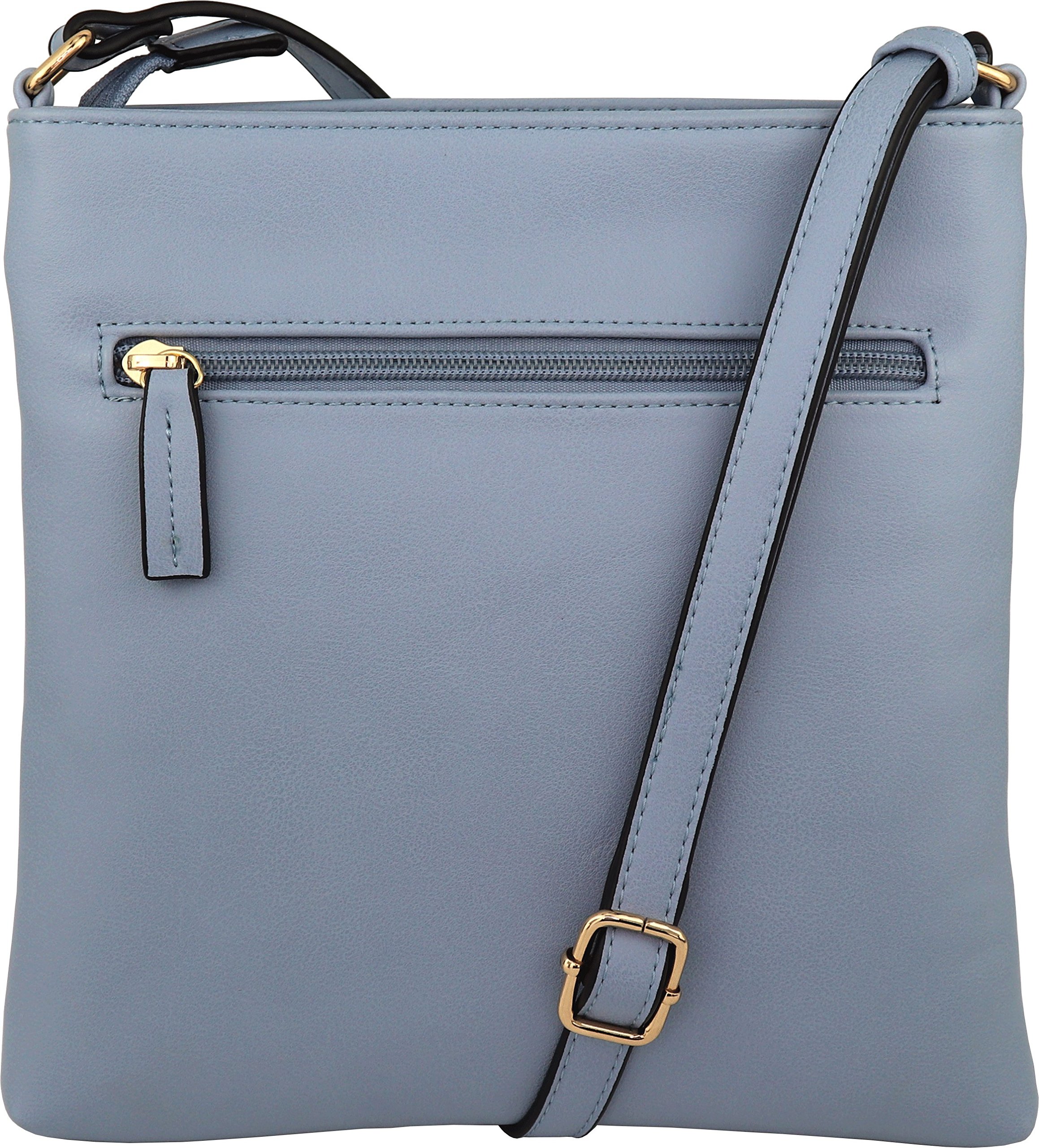 B BRENTANO Vegan Medium Crossbody Handbag Purse (Blue 1)