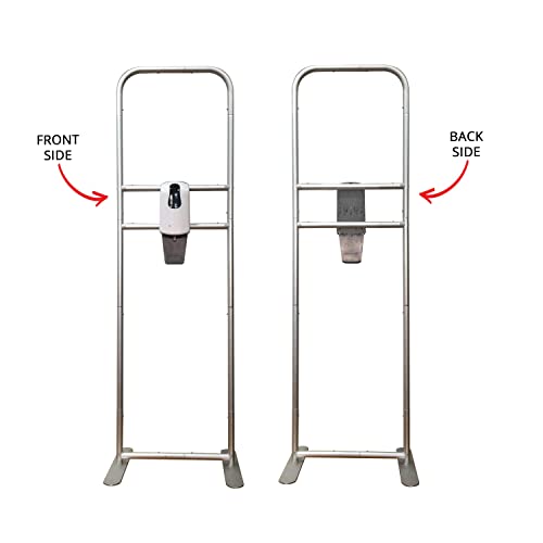 BannerBuzz Hand Sanitizer Automatic Dispenser Floor Stand Kit Touchless Machine with YOUR HANDS HERE Fabric Banner Stand Best for Hospital, Home, School, Office- 2 X 6.5 Ft (Double Side Print, Theme2)