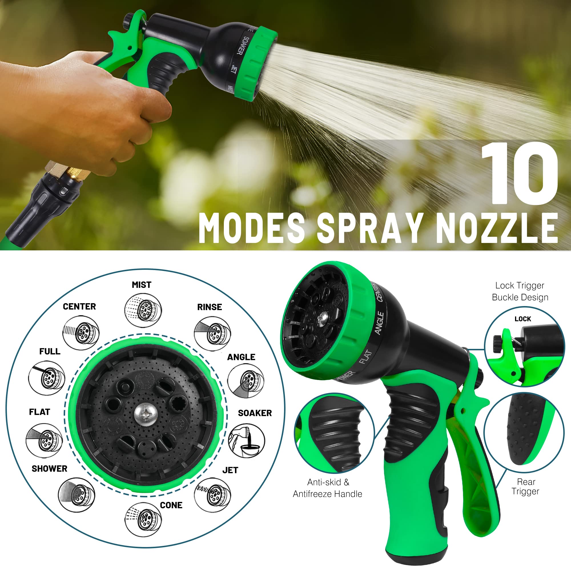 25ft Garden Hose Expandable Water Hose with 4 Layer Latex Core & 3/4 inch Solid Brass Fittings, Flexible Lightweight Water Hose Pipe, Lightweight & No-Kink Flexible Hose for Yard Washing
