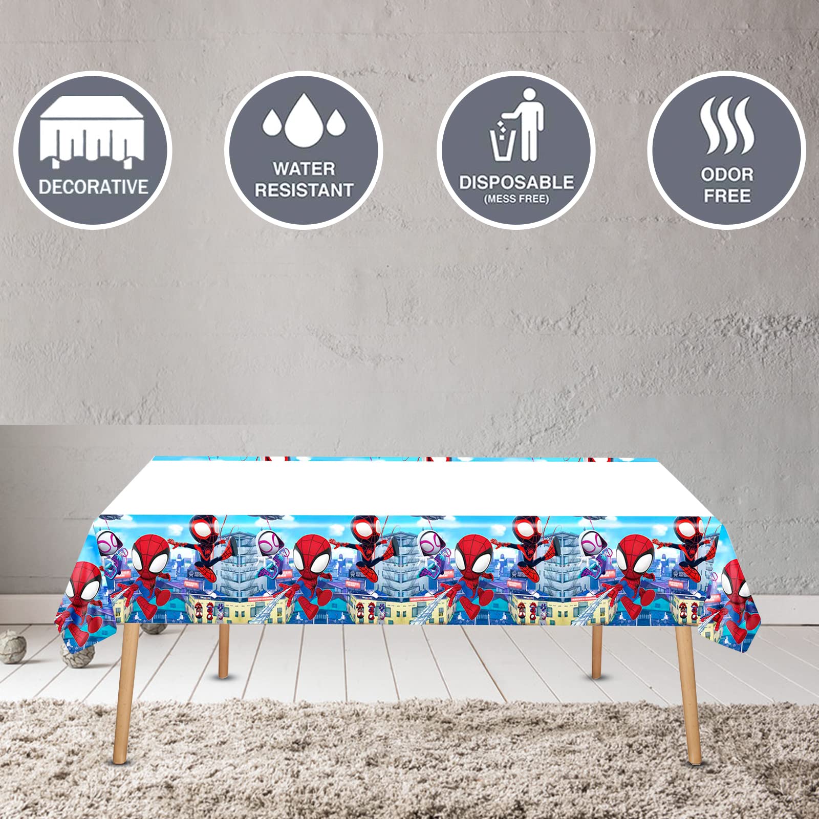 Eazyco Spidey and His Amazing Friends Balloon, 1 Tablecover, 20 Plates, 20 Napkins, Unisex, Birthday Party Supplies