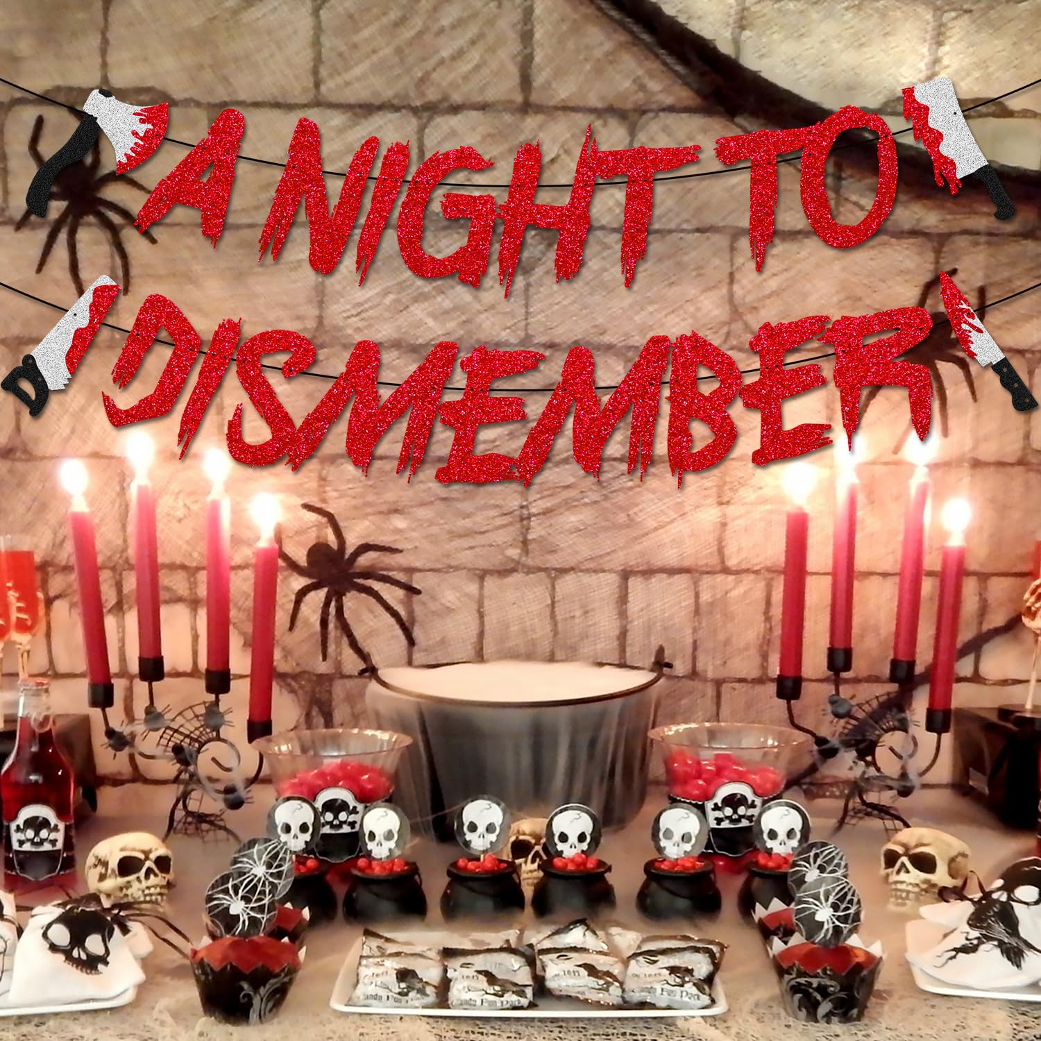 A Night To Dismember Banner Halloween Party Decorations for Haunted House Horror Scary Theme Halloween Have A Killer Party Supplies