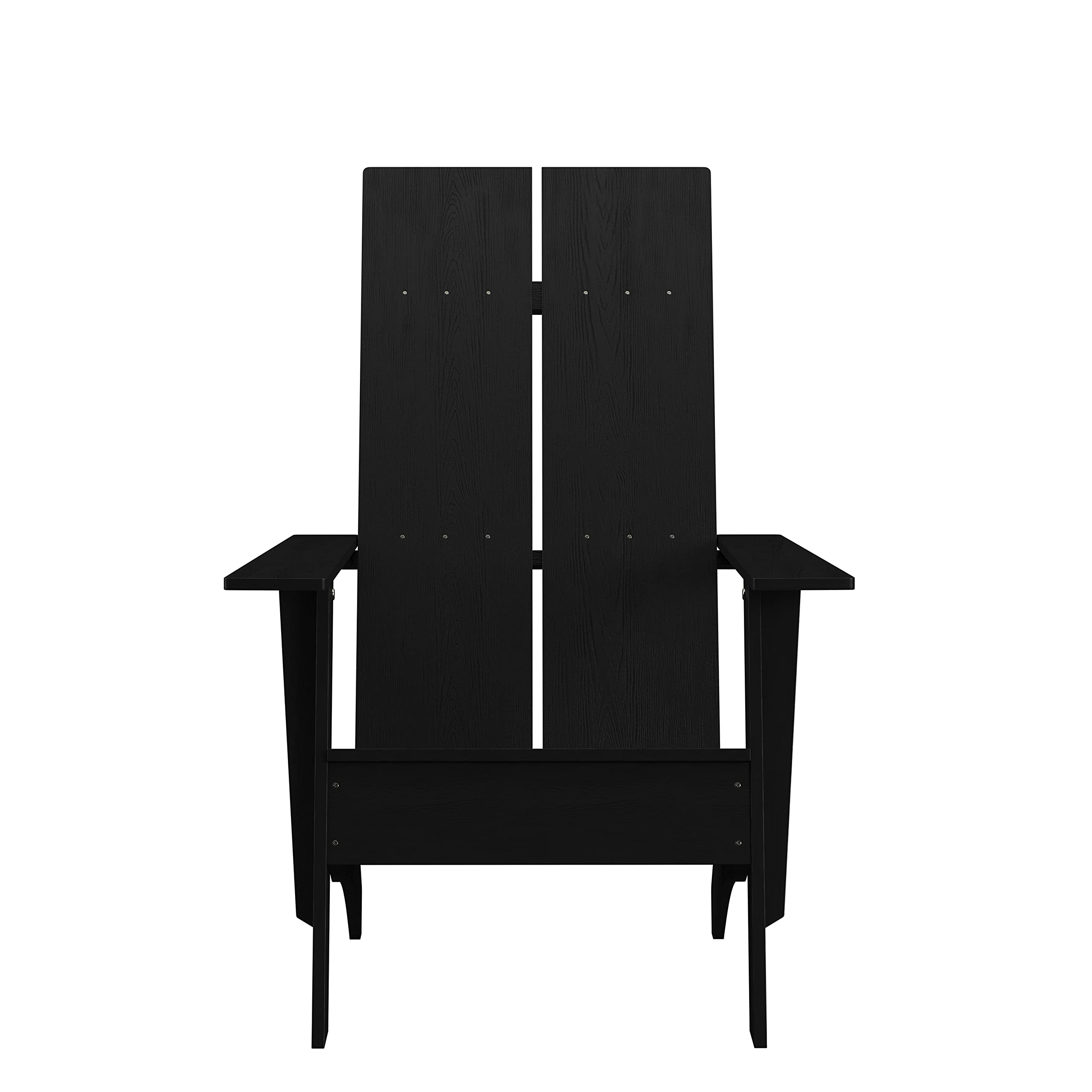 Merrick Lane Piedmont 2 Slat Poly Resin Adirondack Chair - Black - Modern Design - Indoor/Outdoor