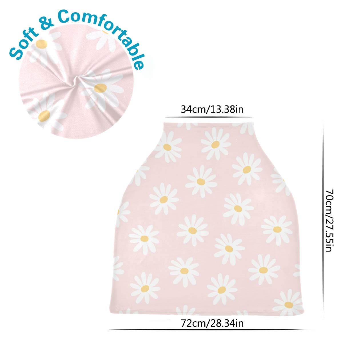 Stretchy Baby Car Seat Canopy - Daisy Flowers Infant Stroller Cover Multi Use Carseat Canopy Nursing Cover for Girl