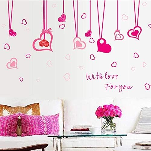 Red Love Hollow Heart Skirting Lines Wall Sticker Living Room Bedroom Nursery Flooring Line Decal Valentines Day Decor