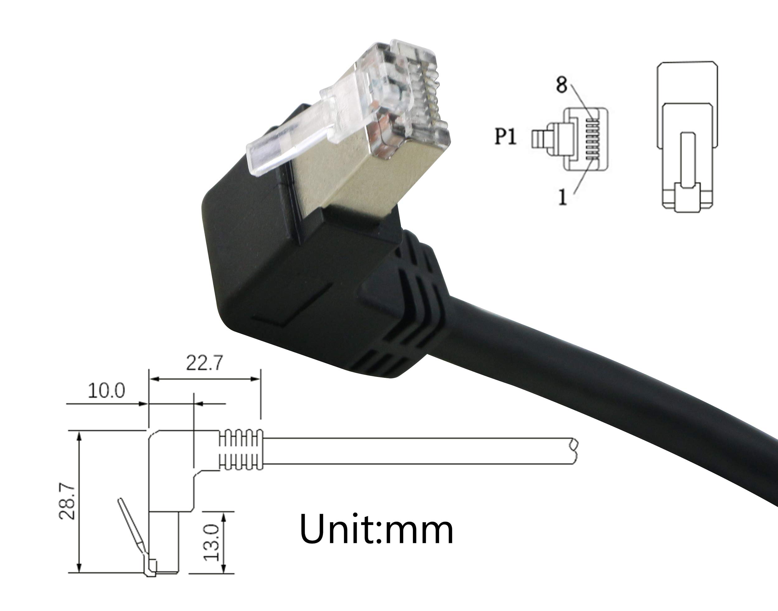 SinLoon RJ45 Ethernet Adapter Cable 90 Degree Downward Male to Famale Ethernet Switch Adapter Cable for CAT 5/CAT 6 LAN Ethernet Socket Connector Adapter Cat5 Cat6 Cable(Downward)