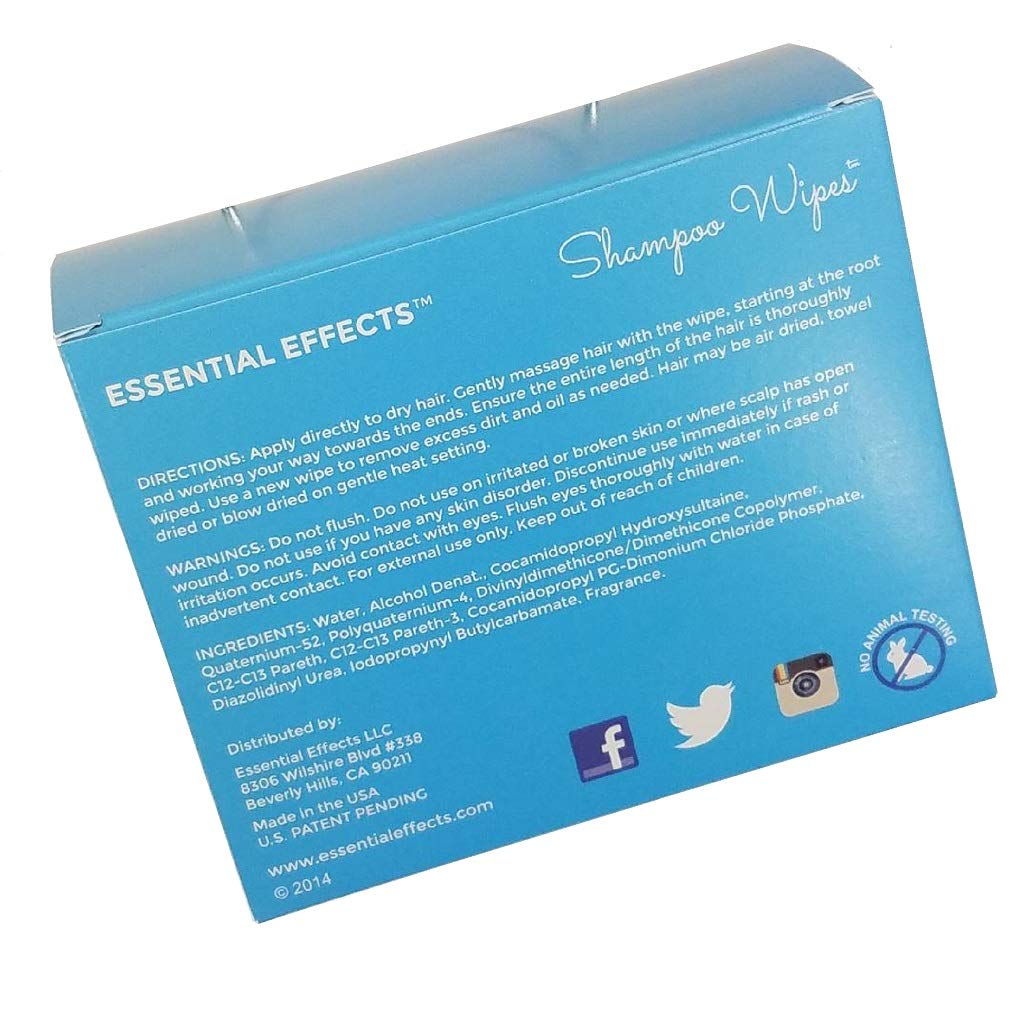 Essential Effects Shampoo Wipes (8) Rinse Free Hair Cleansing Dry No Rinse Shampoo