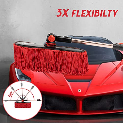 Car Duster Exterior Scratch Free,Soft Car Brush Kit for Car,Truck,SUV,RV and Motorcycle,Wax Cotton Hair,Car Dusters With Extendable Handle,Duster for car Cleaning,Dust Pollen Removing,No Lintā¦