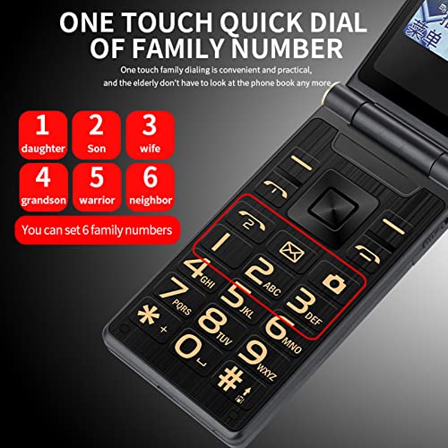 ASHATA Unlocked Flip Cell Phone for Senior, 2G SOS Big Button Mobile Phone with 2.8 Inch LCD and Large Keypad, 5900mAh Long Standby, 32MB Memory Basic Cell Phone for Elderly
