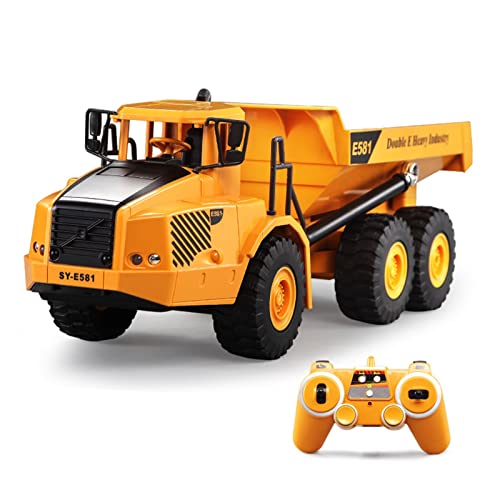 BZGWECD Boys Engineering Vehicle RC Car 2.4G 6ch Dump Truck Engineering Construction Loading Dump Remote Control Truck RC Trailer Model Toys for Kids Gifts