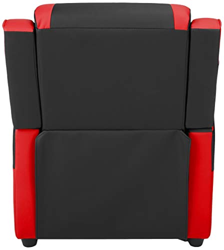 Amazon Basics Kids/Youth Gaming Recliner with Headrest and Back Pillow, Ages 3+, Black/Red