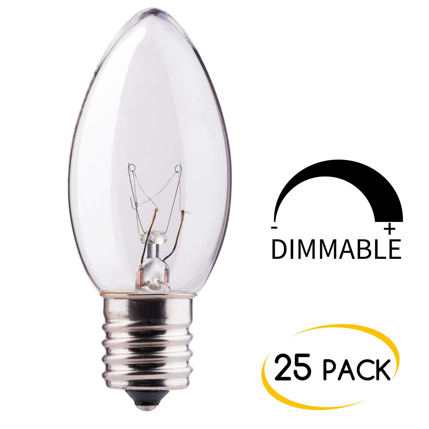 50 Pack C9 Clear Replacement Bulbs for Christmas Lights, E17 C9 Intermediate Base Incandescent C9 Christmas Light Bulbs, 7 Watt, Warm White
