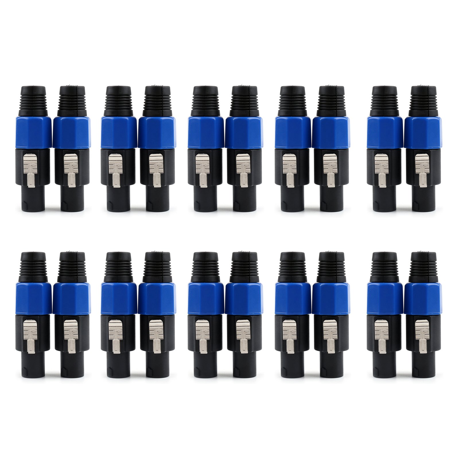 Areyourshop 20 Pcs 4 Pin Speakon Speaker Connector Male Audio Plug Blue