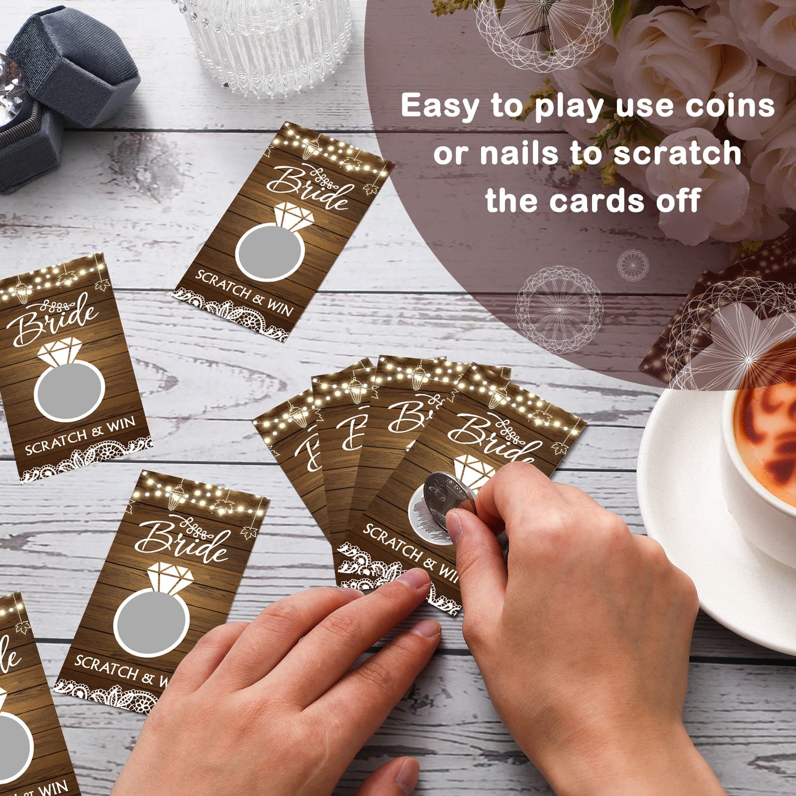 60 Sheets Rustic Bridal Shower Scratch off Game Wedding Games, Bridal Shower Scratch off Cards, Scratch off Winner Tickets Lottery Raffle Tickets Wedding Shower Ideas for Guest Party Favors Prize Gift