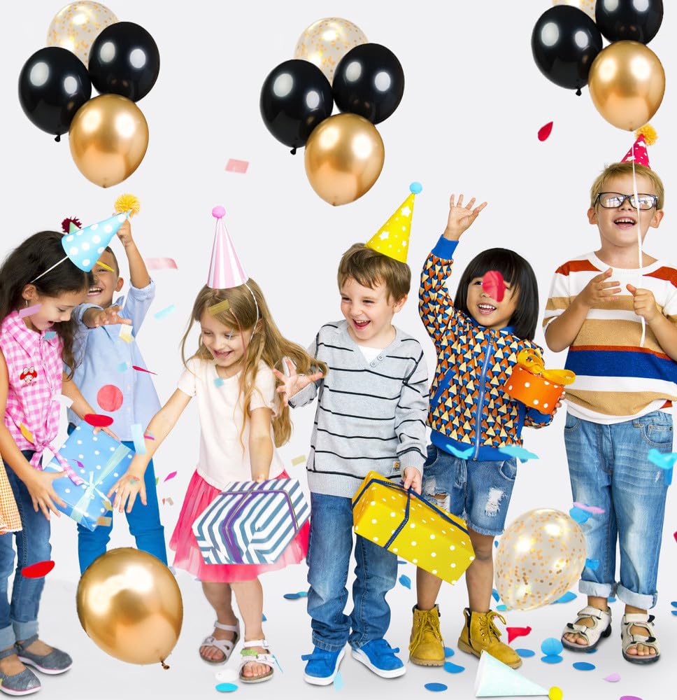 50pcs Gold Black Balloons,12 Inches Latex Gold Silver Black for Birthday Party Baby Shower Graduation Decorations.