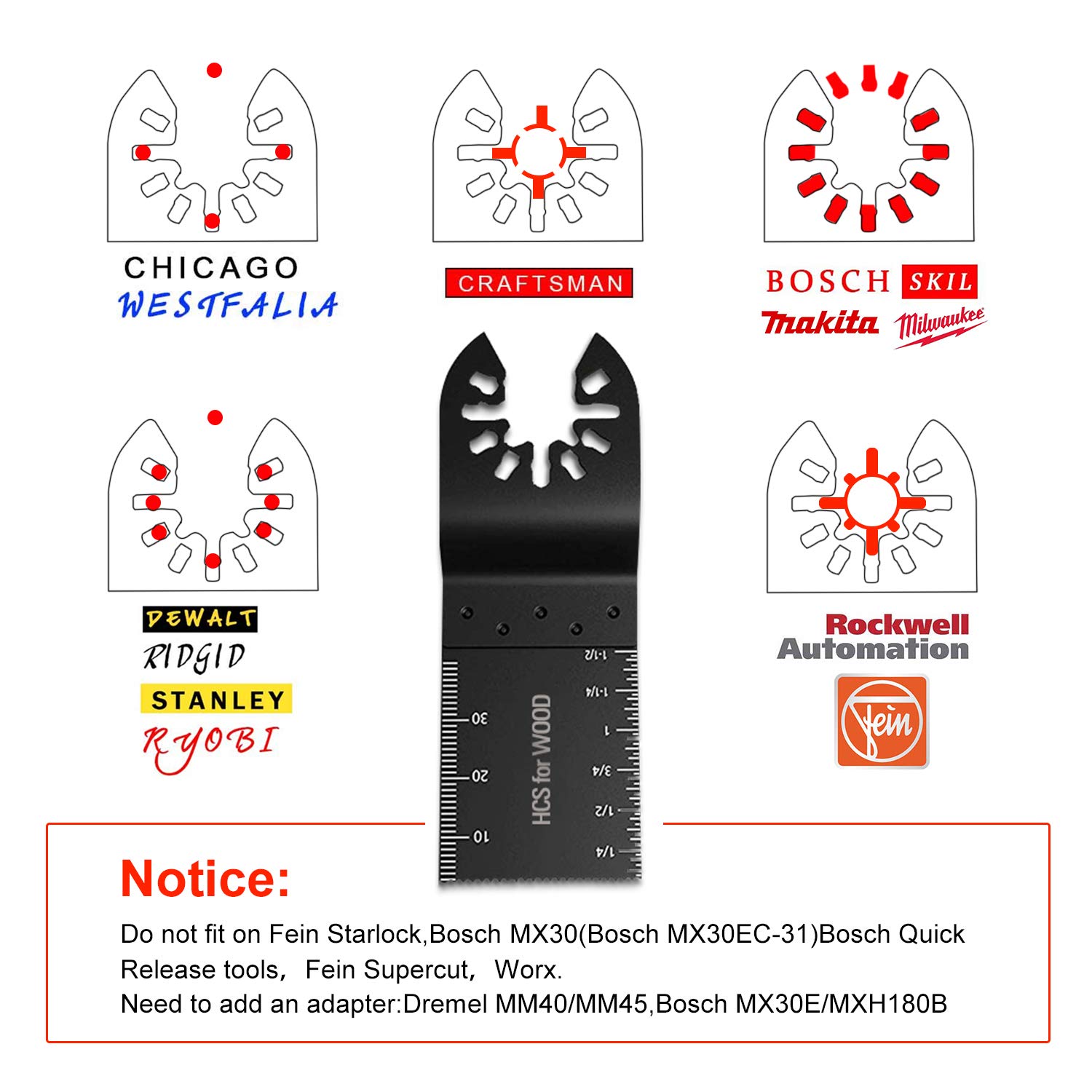 50 PC Oscillating Tool Blades LIGHTIMETUNNEL Multitool Blades Universal Metal Wood Plastic Cutting Saw Blade Fit Dewalt Milwaukee Dremel Chicago Rockwell Fein Bosch Multimaster Makita