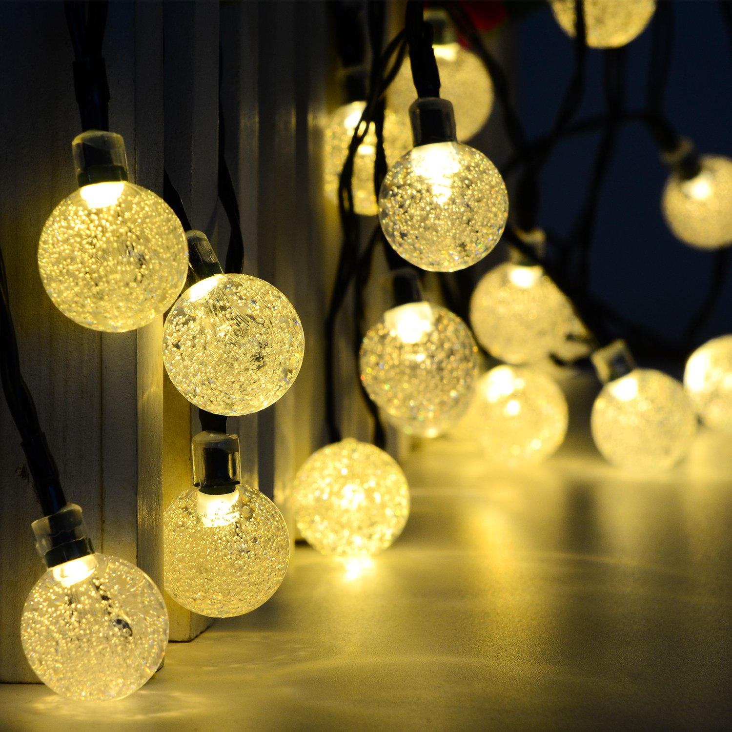 BAOANT Solar String Lights Fairy Lights 20Ft 30 LED Crystal Ball String Lights Starry Lights Globe String Lights for Garden Home Patio Indoor Outdoor(Warm-White)