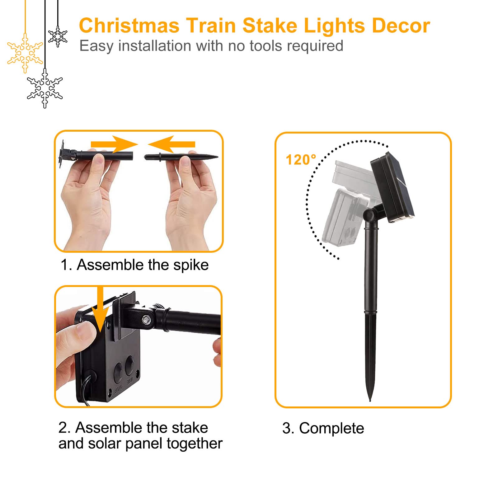 4-Piece Train Set Christmas Pathway Lights, Solar Powered LED Pathway Marker Yard Stakes Christmas Outdoor Decoration