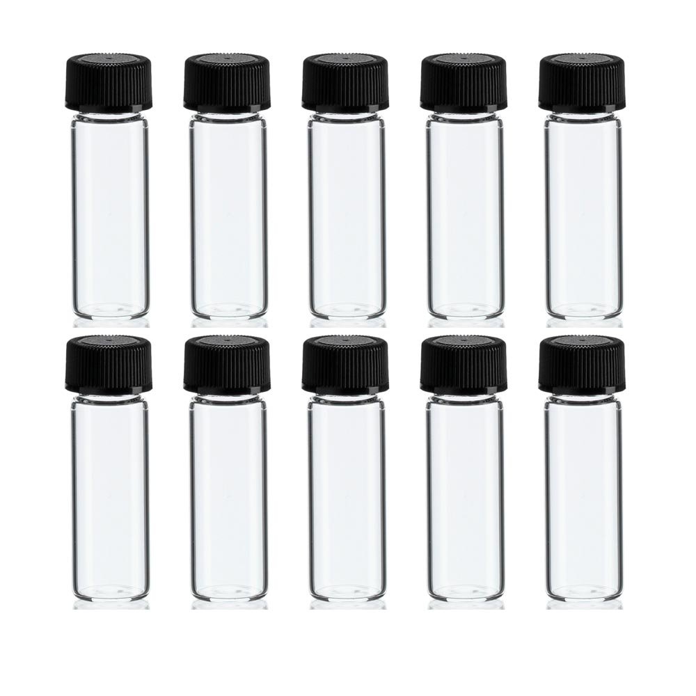 ATB 10 Mini Clear Glass Vial Bottles Cap 2 3/16 Tall 6 mL Gold Panning Prospecting