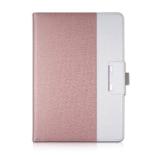Thankscase Case for iPad 10.2 2021/2020 / 2019, Rotating Cover for iPad 9th Gen / 8th Gen/iPad 7th Gen with Pencil Holder, Wallet Pocket, Hand Strap, Swivel Cover for iPad 10.2 (Rose Gold)