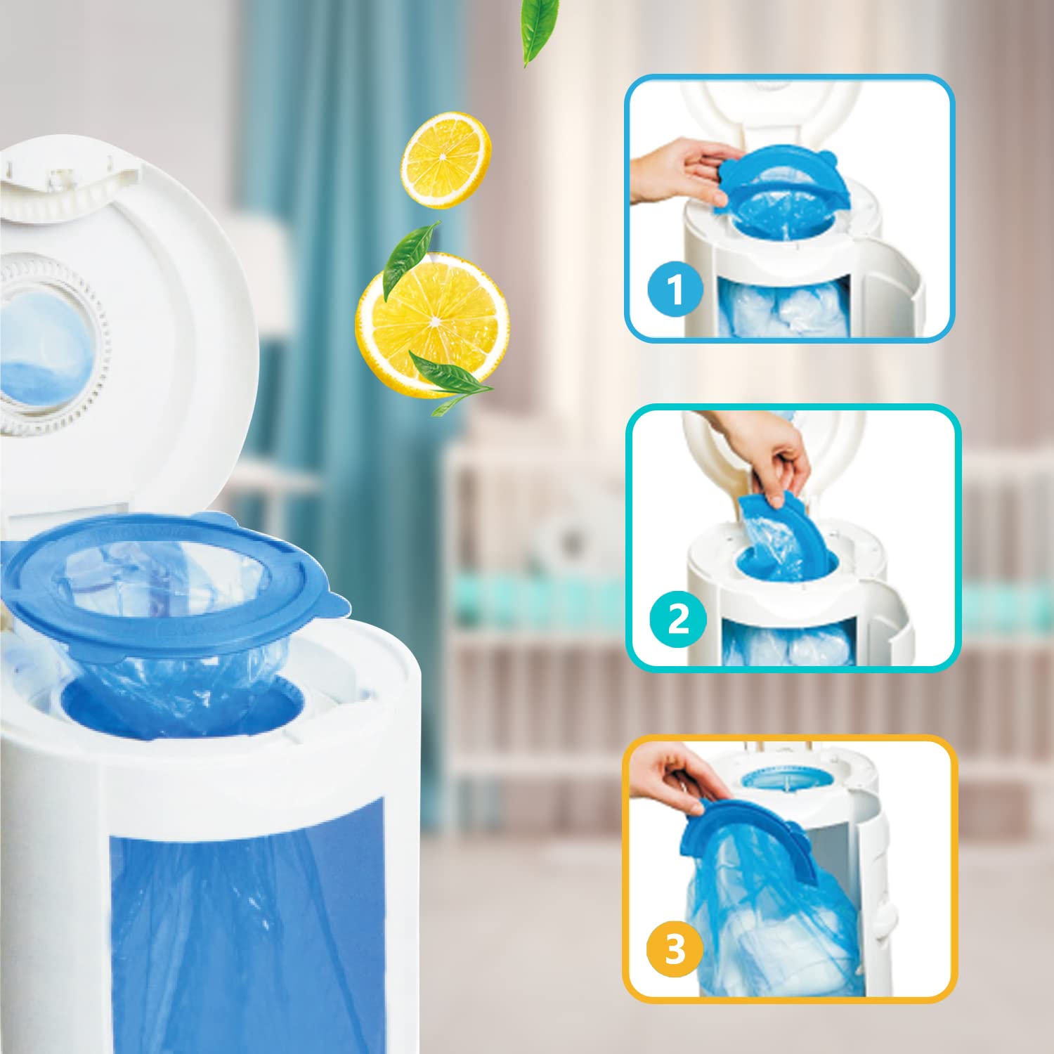 Baby Diaper Pail Refill Bags,100% Lock Odor (34 Bags) True Value Pack Fully Compatible with Arm&Hammer Disposal System,Seal and Toss Refill Bags