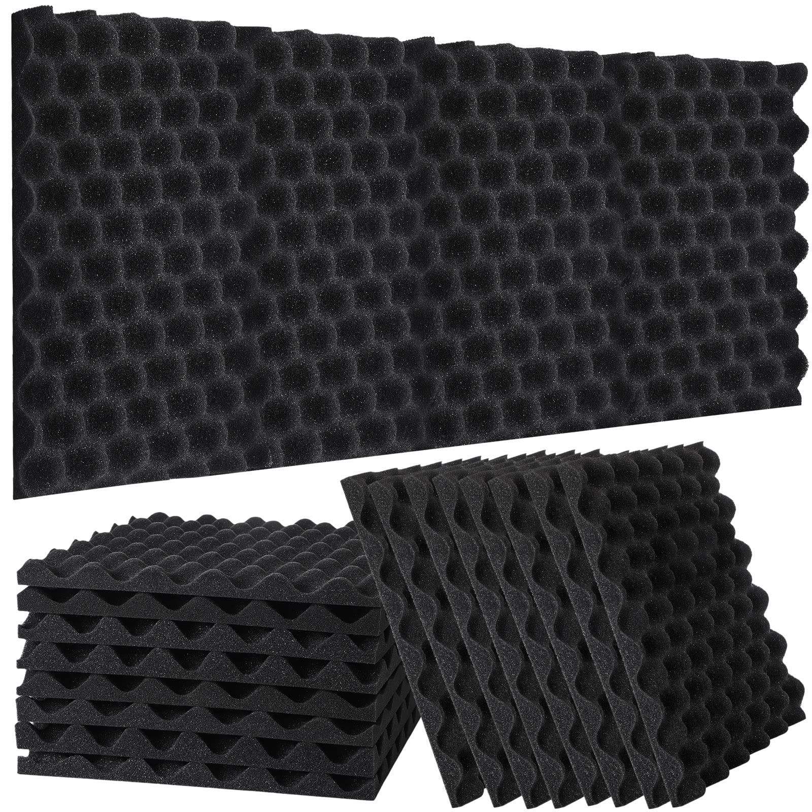 50 Pcs 1" x 12" x 12" Acoustic Panels Sound Proof Foam Panels Noise Insulation High Density Fire Resistant for Studio Wall Door, Black