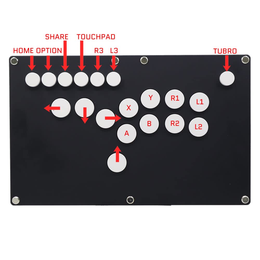 B1-PS-B Ultra-Thin All Buttons Arcade Joystick Game Controller For For PS5/PS4/PS3/PC Black Matte Acrylic Panel