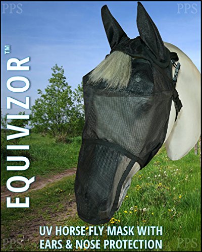 EquiVizor 95% UV Eye Protection (Mini) Horse Fly Mask with Ears/Nose. Helps with Uveitis, Corneal Ulcer, Light Sensitive, Cancer, Designed to Stay ON Your Horse, Off The Ground!