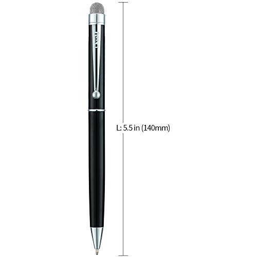 ChaoQ Stylus Pen, 4 Pcs Hybrid Mesh Fiber Tip Stylus Pens and Ballpoint Pens for Touch Screen Devices with 6 Extras Mesh Fiber Tips 6 Rubber Tips (4 Pens and 12 Tips) - Black, White, Red, Blue