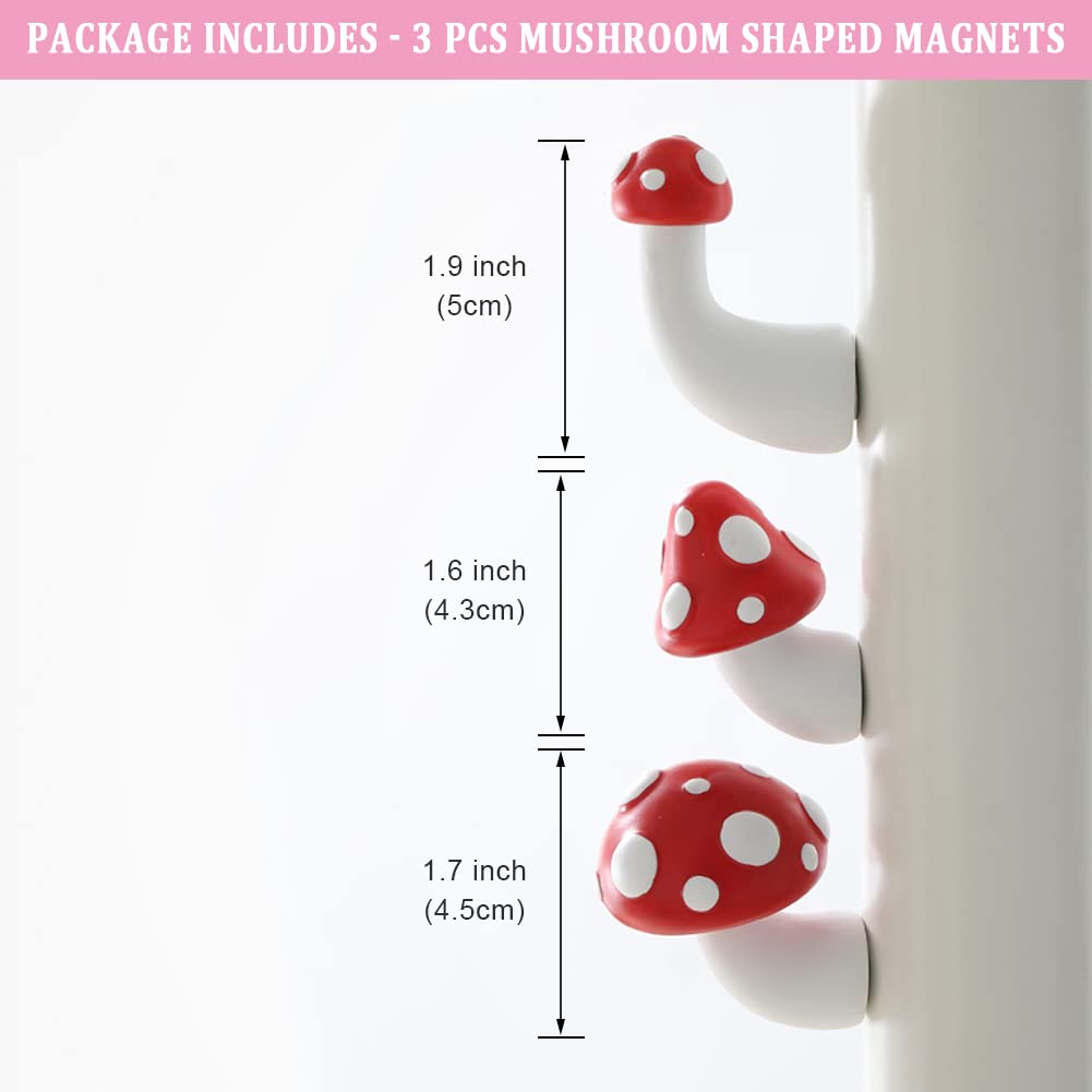 3 Pcs Unique Mushroom Cute Fridge Magnets, Novelty Photo Memo Whiteboard Metal Furniture Home Decoration Magnets
