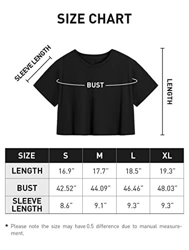 Cosy Pyro 4-Pack Women's Cotton Crop T-Shirts Short Sleeve Solid Cropped Athletic Top Round Neck Casual Workout Yoga Tees Black/White/Gray/Navy M