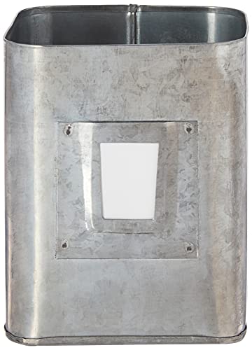 Colonial Tin Works Metal Four Tin Organizer with Handles, 9” x 9” x 5½”, Galvanized Gray Green Rust