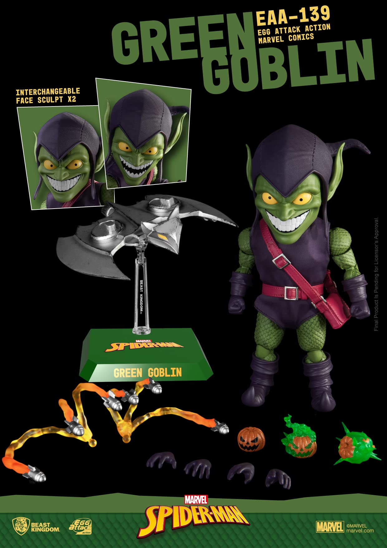 Beast Kingdom Marvel Comics: Green Goblin EAA-139 Egg Attack Action Figure, Multicolor