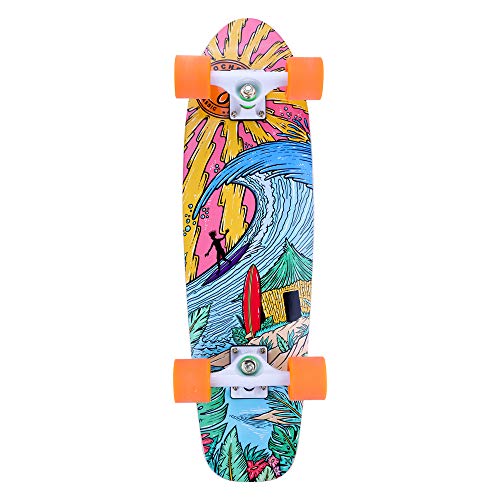 28" Mini Cruiser-Skateboards for Kids-Teens Adults-Beginners -Complete Short Board with 7 Layer Canadian Maple Mini Skateboard(Surfing)