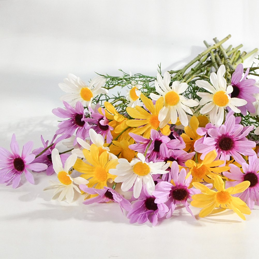 Artfen 10pcs Artificial Daisy Flowers Flower Arrangements for Home Hotel Office Wedding Party Garden Craft Art Decor Each Approx 21" High No Vase White