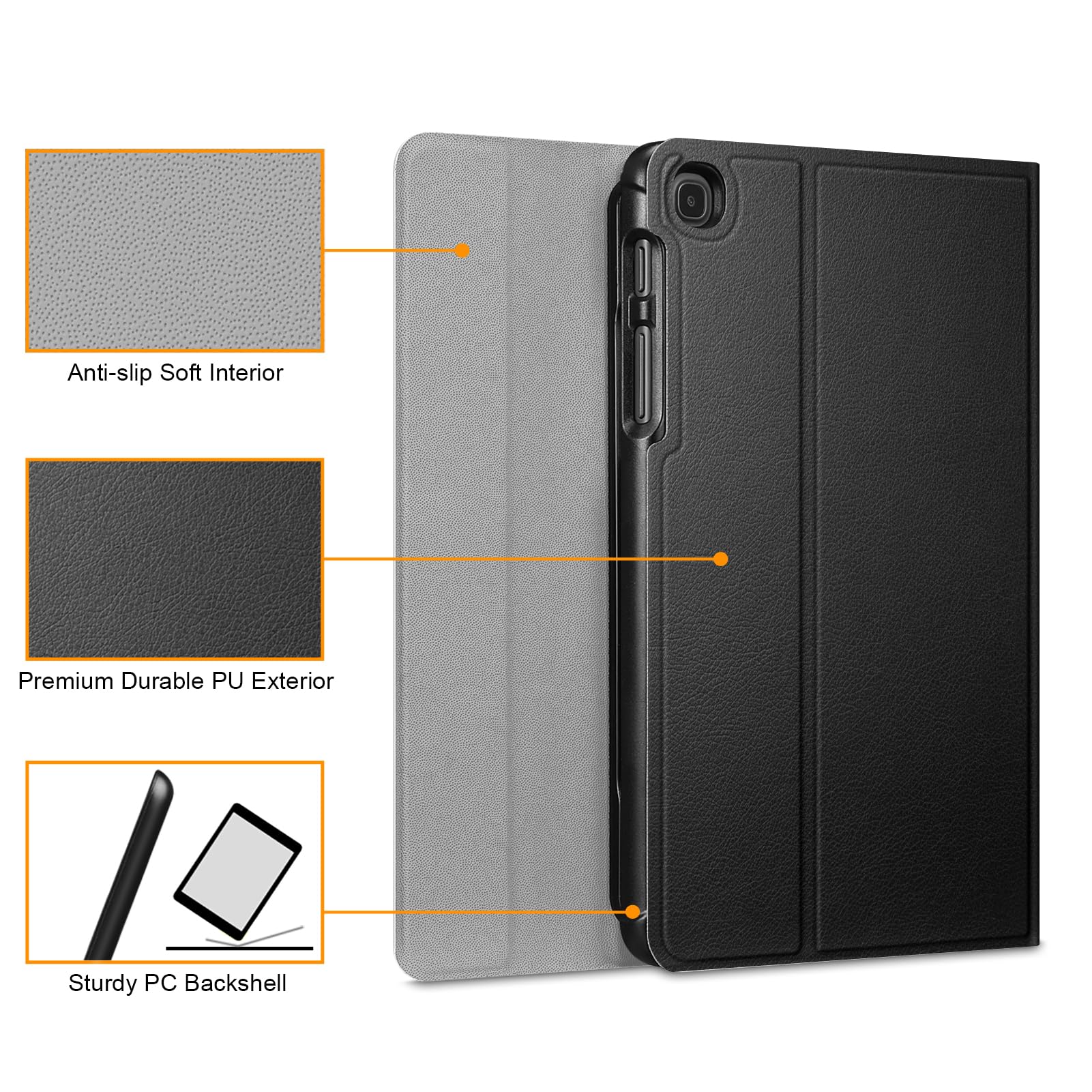 FINTIE Keyboard Case for Samsung Galaxy Tab A 8.4 2020 Model SM-T307, Slim Shell Lightweight Stand Cover with Detachable Wireless Bluetooth Keyboard, Black