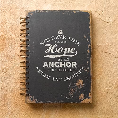 Christian Art Gifts Large Hardcover Notebook/Journal | Hope As An Anchor β Hebrews 6:19 Bible Verse | Vintage Inspirational Wire Bound Spiral Notebook w/192 Lined Pages, 6β x 8.25β