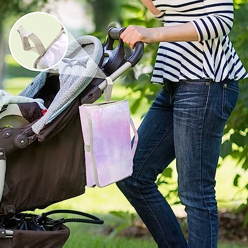 Colorful Tie Dye Portable Baby Changing Pad Travel Diaper Changing Pad Foldable Waterproof Changing Station with Built-in Pillow for Baby Newborn Essentials
